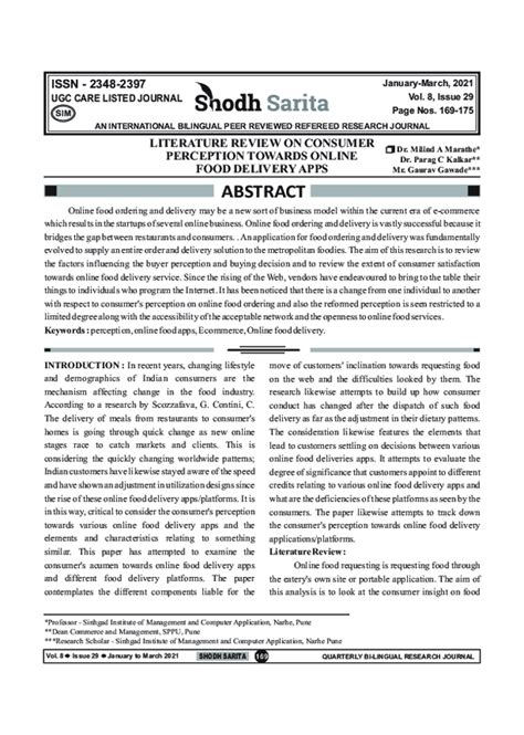 Pdf Literature Review On Consumer Perception Towards Online Food Delivery Apps