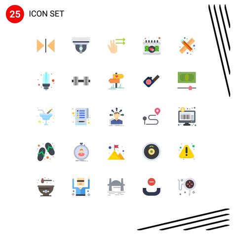 25 Universal Flat Colors Set For Web And Mobile Applications Bulb Pencil And Ruler Gesture