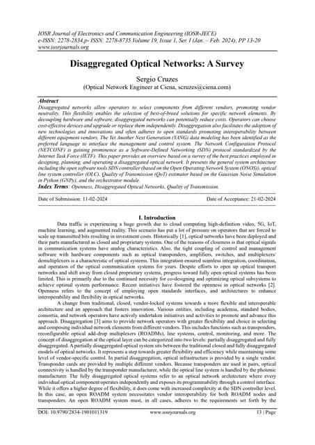 disaggregated optical networks a survey pdf