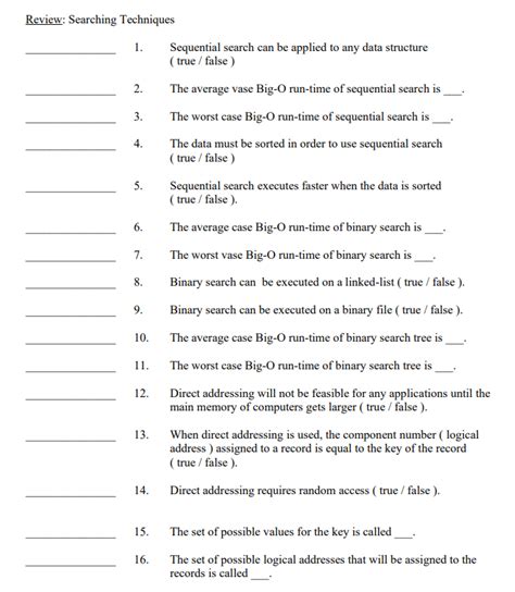 Solved Review Searching Techniques Sequential Search Can Chegg