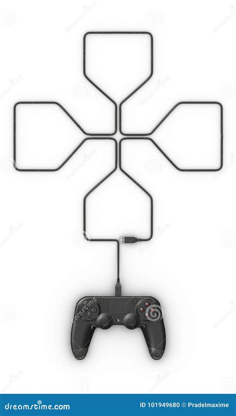 Video Game Controller With Cable Shaping Directionnal Arrow Stock