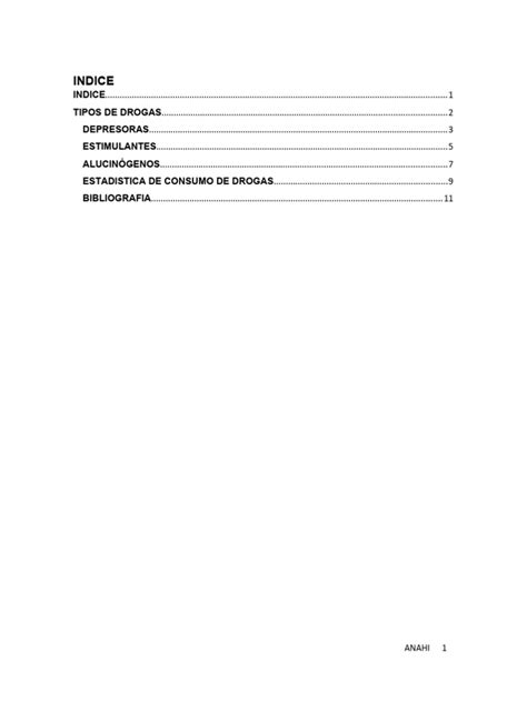 Indice Tipos De Drogas Pdf Drogas Cannabis Droga