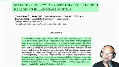 Self Consistency Improves Chain Of Thought Reasoning In Language Models Youtube