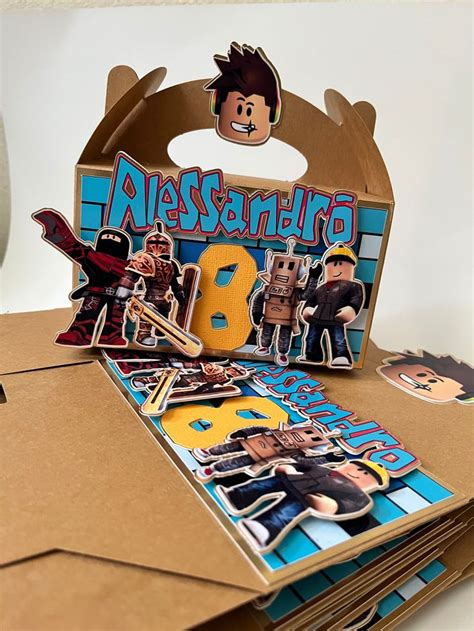 Roblox Birthday Party Favor Box Roblox Cake Topper Roblox Game Favor