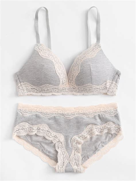 Elegant Lace Trim Lingerie Set