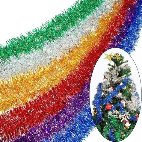 492ft Christmas Tinsel Garland Classic Thick Colorful Reflections