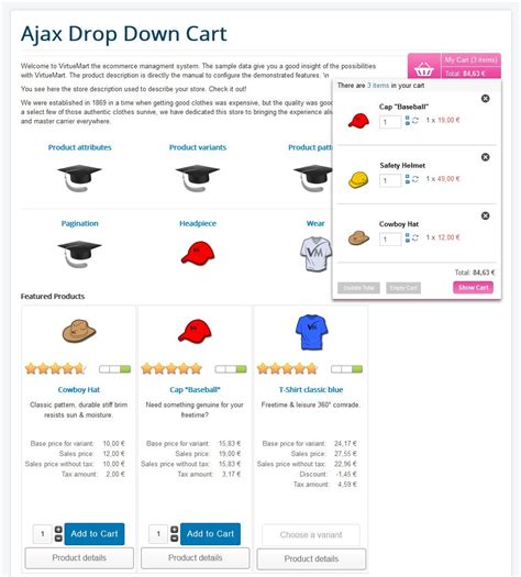 Ajax Drop Down Cart For Virtuemart Shopping Cart Module