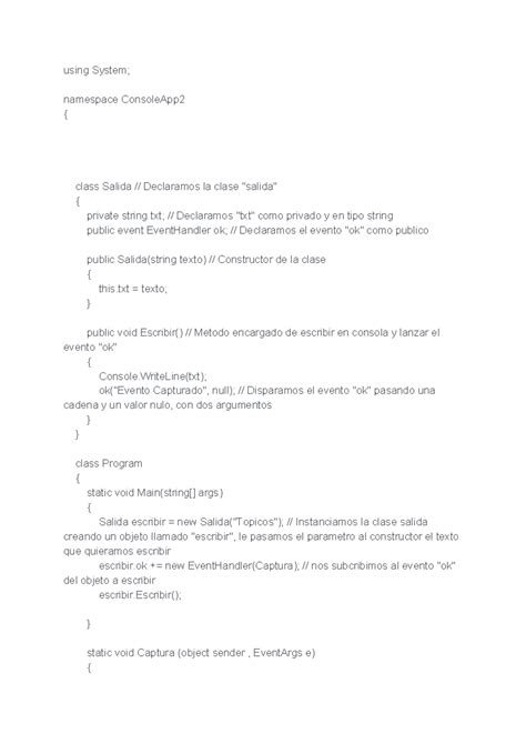Using System Practicas De C Using System Namespace Consoleapp Class Salida