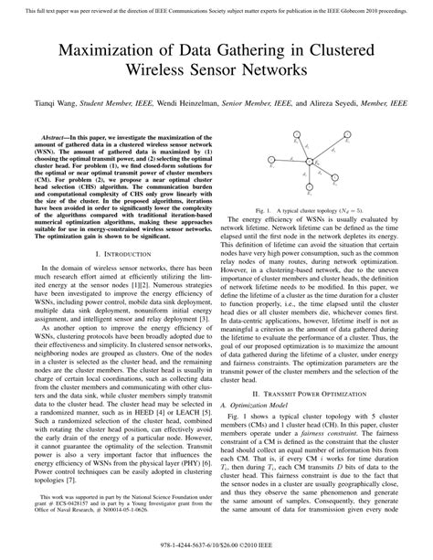 PDF Maximization Of Data Gathering In Clustered Wireless Sensor Networks