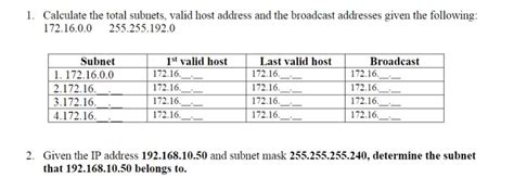 Solved 1 Calculate The Total Subnets Valid Hos Solutioninn