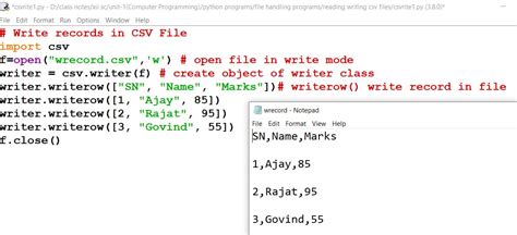 writing csv files