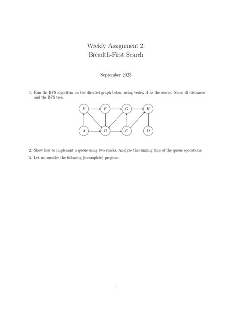 Weekly Assignment 2 Breadth First Search September 2023 Pdf