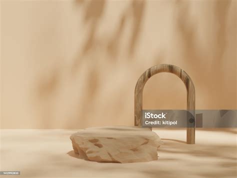 잎 그림자가있는 프리미엄 연단 디스플레이 화장품 또는 미용 제품 프로모션 모형 자연석 계단 받침대 트렌디 한 미니멀리스트 배너