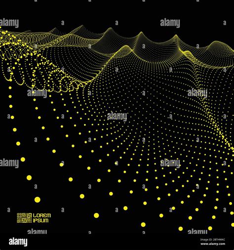 array with dynamic emitted particles flowing particle waves abstract