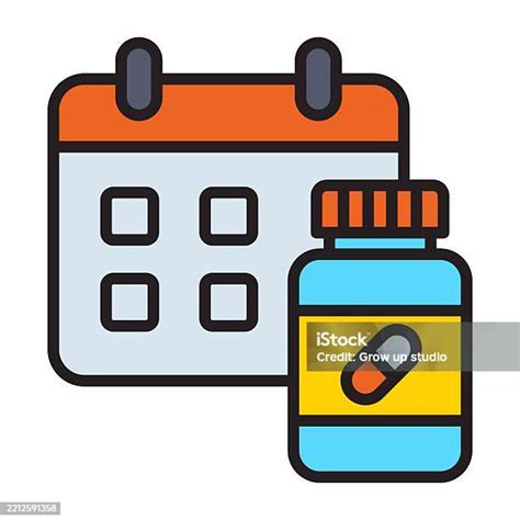 Medication Schedule And Daily Pill Reminder Icon Stock Illustration
