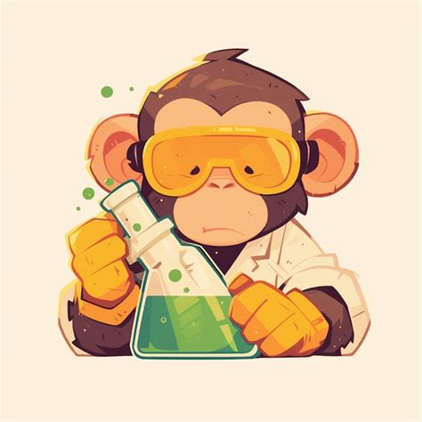 A Mischievous Monkey Scientist Cartoon Style Premium Ai Generated Vector
