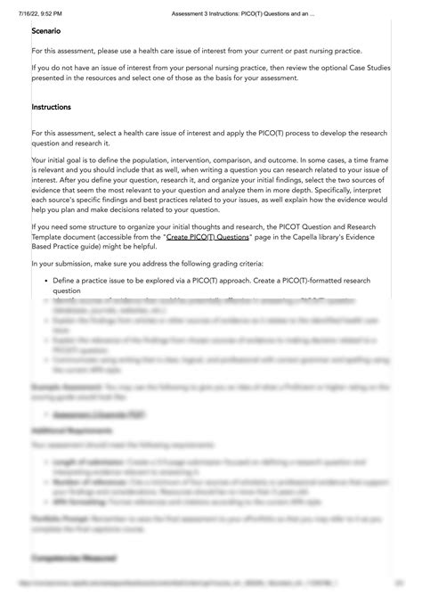 SOLUTION Assessment Instructions Pico T Questions And An Studypool