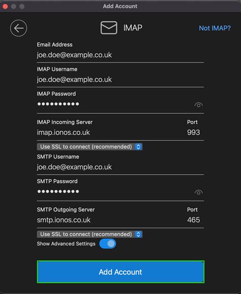 setting up imap accounts with outlook for microsoft 365 mac ionos help