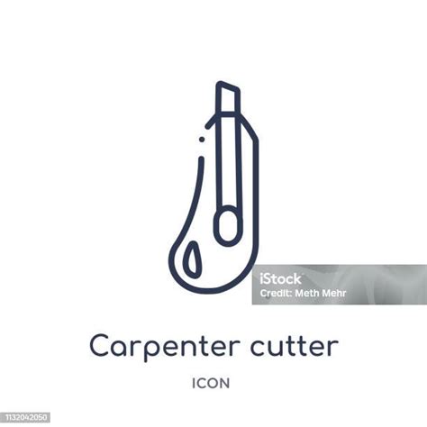 건설 도구 개요 모음에서 선형 목수 커터 아이콘입니다 얇은 선 목수 커터 벡터 흰색 배경에 고립입니다 목수 커터 유행 그림
