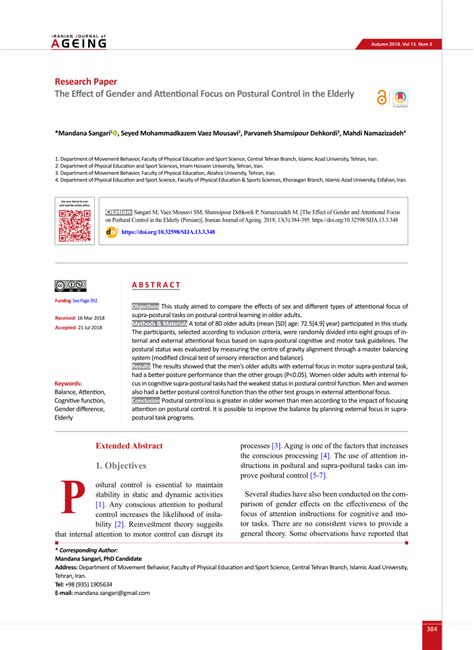 Pdf The Effect Of Gender And Attentional Focus On Postural Control In