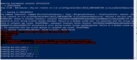 error service solutionbuildoutput failed to build build failed
