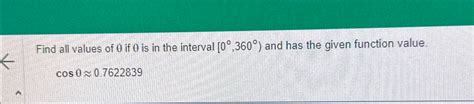 solved find all values of θ ﻿if θ ﻿is in the interval