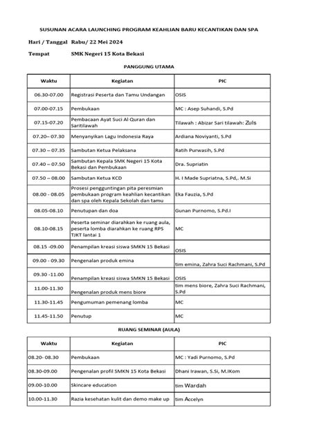 Susunan Acara Launching Prodi Tks Pdf