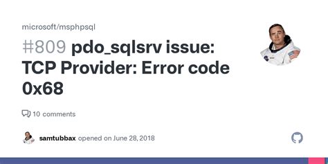 Pdosqlsrv Issue Tcp Provider Error Code 0x68 · Issue 809