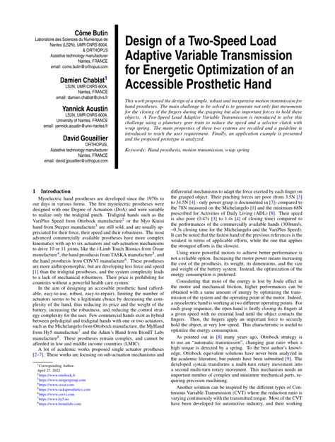 PDF Design Of A Two Speed Load Adaptive Variable Transmission For Energetic Optimization Of An