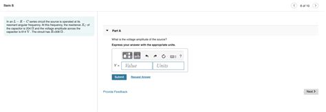solved item 6 ☺ 6 of 10 ~ in an l r c series circuit the