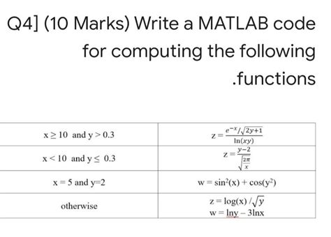 Solved Q4 10 Marks Write A Matlab Code For Computing The