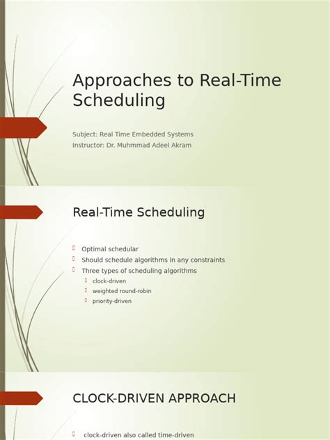 Approaches For Real Time Scheduling 11 Pdf Scheduling Computing