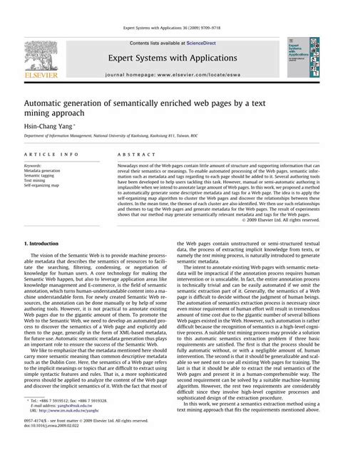 pdf automatic generation of semantically enriched web pages by a text