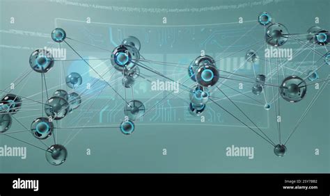 Network Of Interconnected Nodes And Data Processing Over World Map