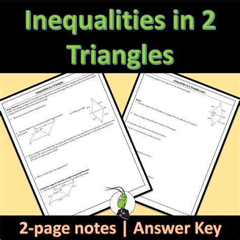 Inequalities In Two Triangles Geometry Guided Notes Triangle Relationships Unit Classful