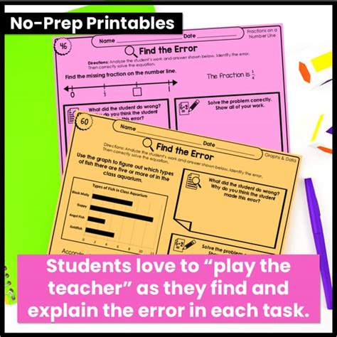 Find The Error 3rd Grade Math Error Analysis Tasks Print And Digital