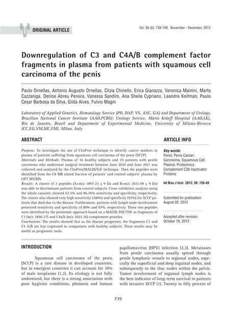 Pdf Downregulation Of C3 And C4a B Complement Factor Fragments In Plasma From Patients With