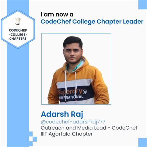 adarsh raj on linkedin codechef codechefchapters codechefchapterleader…