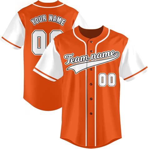 Custom Orange Baseball Jersey Button Down Shirt Customized