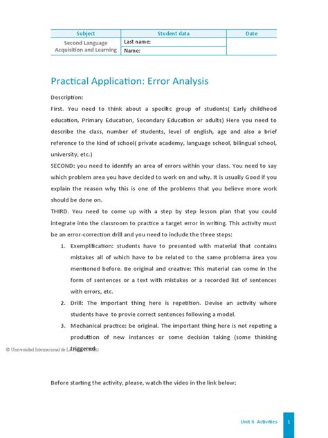 tefl01 t6 act 1 error analysis pdf second language learning