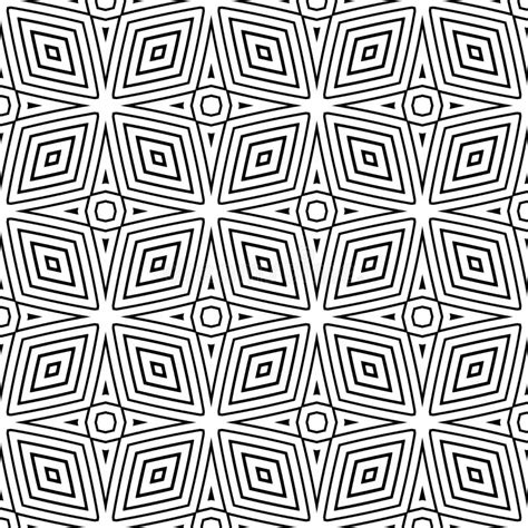 Black And White Seamless Pattern Geometrical Lining Background Squares Stock Vector