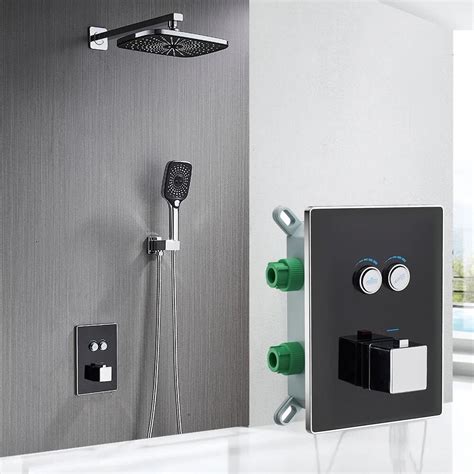BAKALA Thermostatic Bathroom Shower Faucet Set Rain Waterfall Bathtub