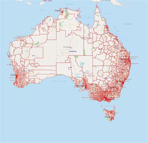 Australian Postcode Boundaries Australia Map Map Projects To Try