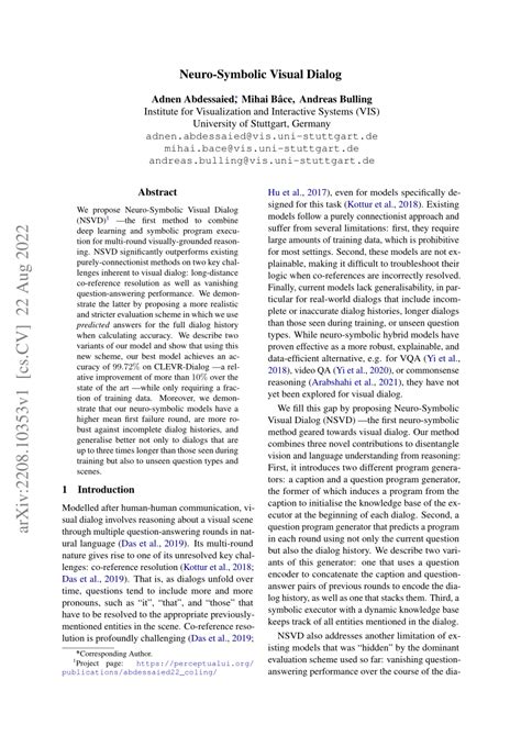 Pdf Neuro Symbolic Visual Dialog