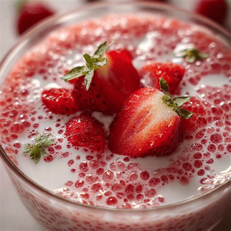 Strawberry Sago With Coconut Milk