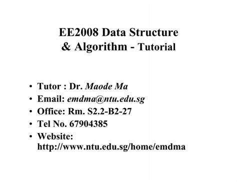 Ee2008 Data Structure And Algorithm Tutorial