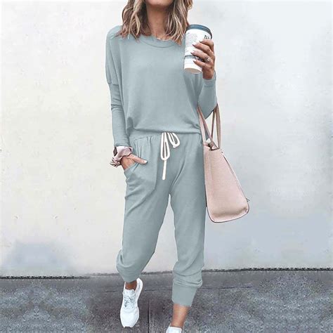 Sweatsuits 2pcs Sets Womens Jogger Set Solid Color Leisure Fashion