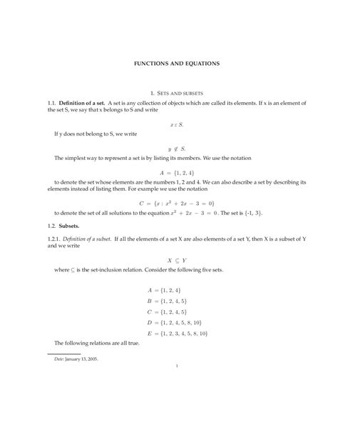 Functions And Equations Lecture Notes Econ 500 Docsity