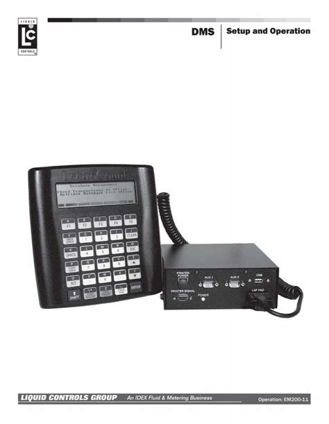 Dms Setup And Operation Manual Liquid Controls