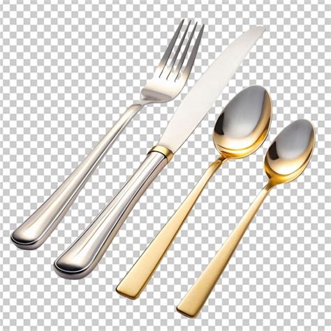 Cutlery Of Golden And Silver Color Fork Knife Premium Ai Generated Psd